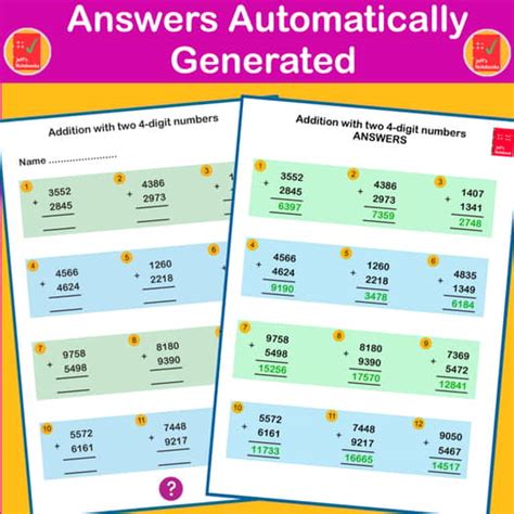 Add Two 4 Digit Numbers Standard Algorithm Freebie By Jeffs Notebooks