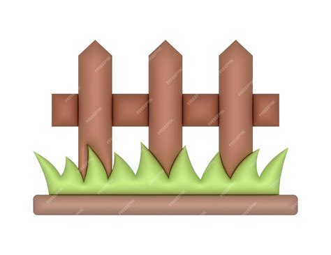 Premium Vector 3d Brown Garden Fence And Grass