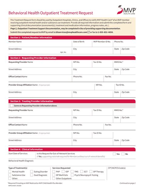 Fillable Online MVP Behavioral Health Outpatient Treatment Request MVP