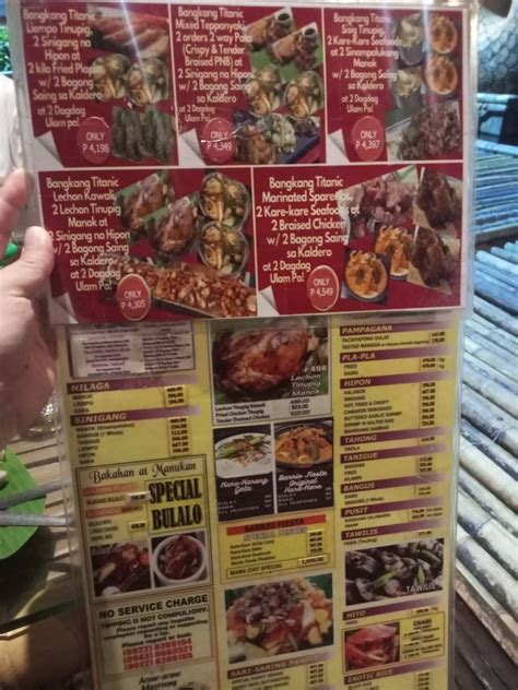 Menu At Isdaan Floating Restaurant Calauan
