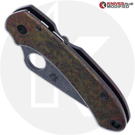 Modified Spyderco Para 3 Knife Acid Stonewash Blade Awt Agent