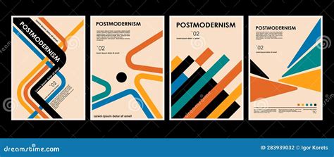 Dynamic Artworks Posters Inspired Postmodern Of Vector Abstract Dynamic Symbols With Bold