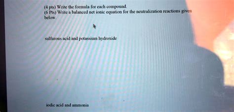 Solvedpts Write The Formula For Each Compound 6 Pts Wrile Balanced