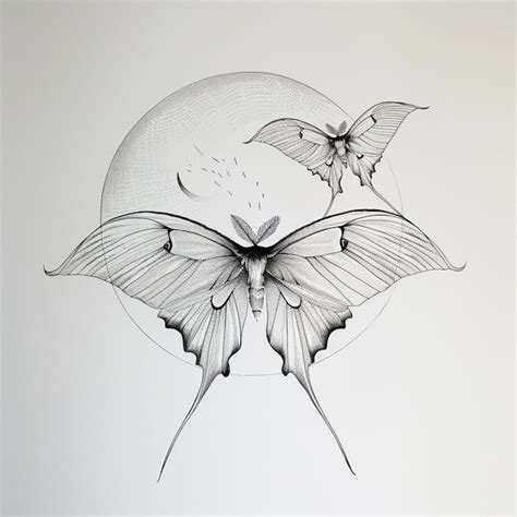 Premium Photo Luna Moth Pencil Drawing On White Paper Artwork