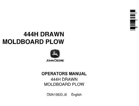 John Deere 444h Moldboard Plow Operators Manual