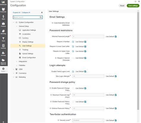 configure global user settings orocommerce orocrm and oroplatform