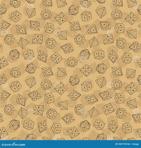 Brown Pattern Of D4 D6 D8 D10 D12 And D20 Dice For Board Games