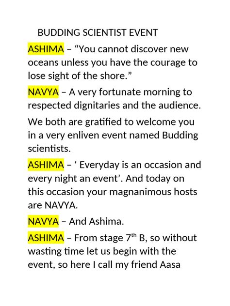 Budding Scientist Event Pdf