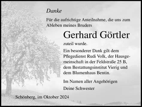 Traueranzeigen Von Gerhard Görtler Trauer Anzeigen De