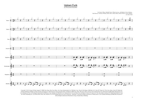 Uptown Funk Arr Dave Clark By Mark Ronson Ft Bruno Mars Sheet Music For Percussion Ensemble