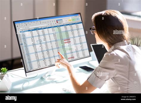 Electronic Spreadsheet On Analyst Auditor Computer Stock Photo Alamy