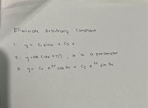 Solved Eliminate Arbitrary Constant 1 Yc1sinxc2x 2