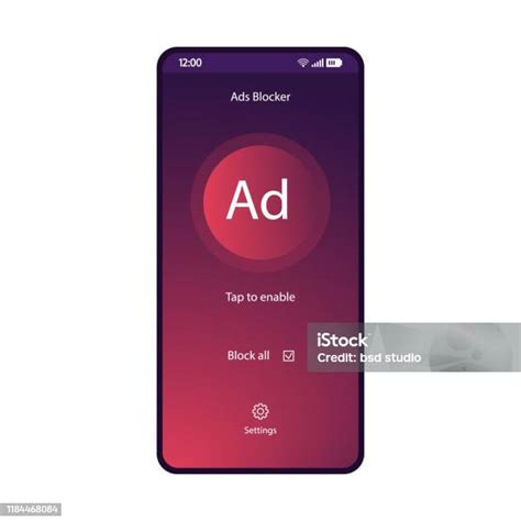 애드 블록 응용 프로그램 스마트 폰 인터페이스 벡터 템플릿 Gui 위젯에 대한 스톡 벡터 아트 및 기타 이미지 Gui 위젯