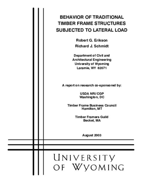 Pdf Behavior Of Traditional Timber Frame Structures