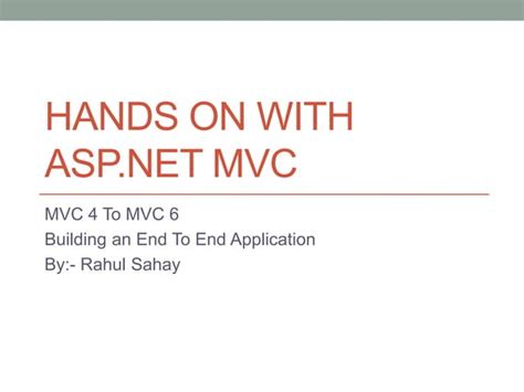 Hands On With ASP NET MVC PPT