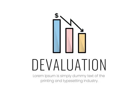 Vector Finance Illustration Logo Devaluation Bar Graph Icon Over Which A Down Arrow With A