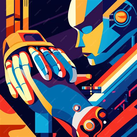 Human And Robots Hands Vector Illustration Premium Ai Generated Vector