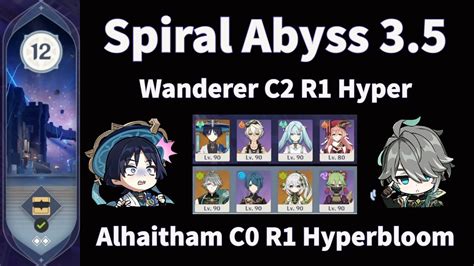 Wanderer C R Hyper Alhaitham C R Hyperbloom Spiral Abyss F Full Clear Genshin