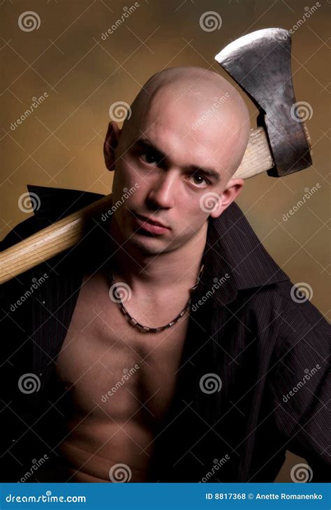 Man With Axe Stock Photo Image Of Human Closeup Face