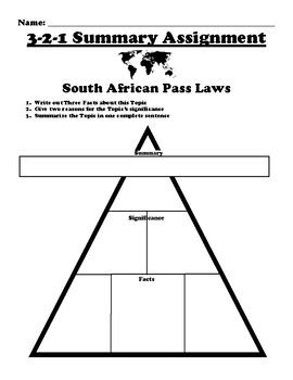 South African Pass Laws Worksheet Packet 19 Assignments TPT