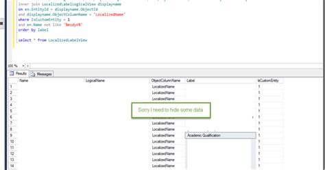 Sql Query To List The Entity And Display Name In Microsoft Dynamics Crm