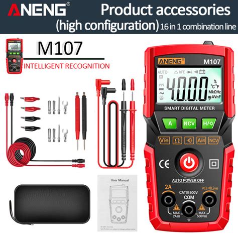Aneng M107 Mini Digital Multimeter 4000 Counts Auto Tester Digital