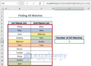 How To Count Matches In Two Columns In Excel Easy Ways