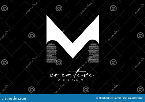 White M Letter Logo Design With Creative Letter M Made Of Black Text