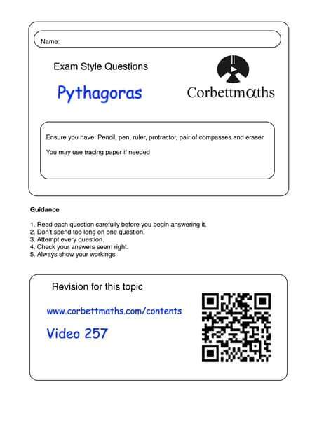 Pythagoras Theorem Pdf2 For Tutor 1 Pdf