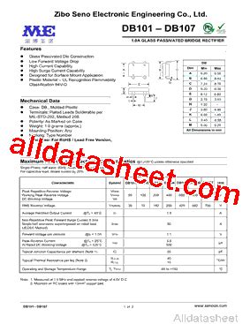 DB105 Datasheet PDF Zibo Seno Electronic Engineering Co Ltd