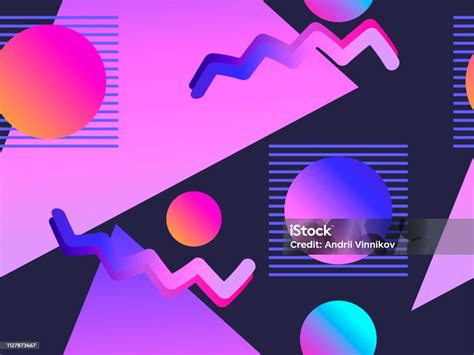 80 년대의 스타일에서 그라디언트 모양으로 완벽 한 패턴입니다 Synthwave 미래 파 배경 Retrowave입니다 벡터 일러스트 레이 션 0명에 대한 스톡 벡터 아트 및
