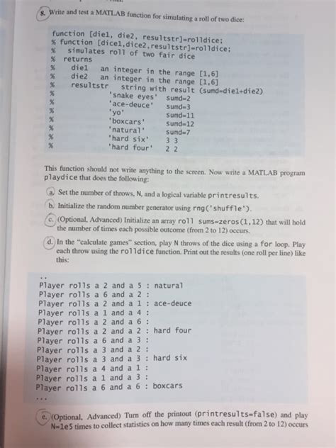 Solved And Write And Test A Matlab Function For Simulating A