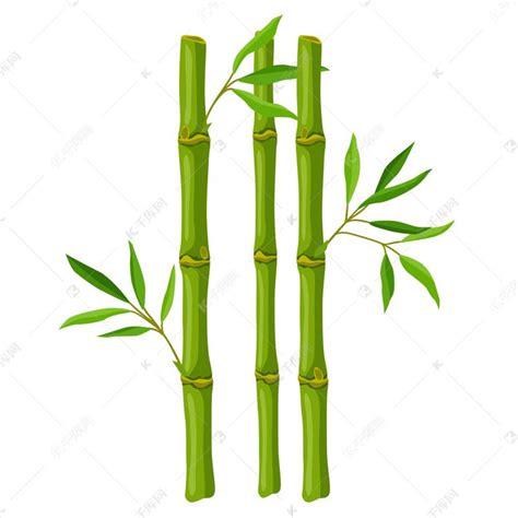 绿色竹子茎和叶的插图。素材图片免费下载 千库网