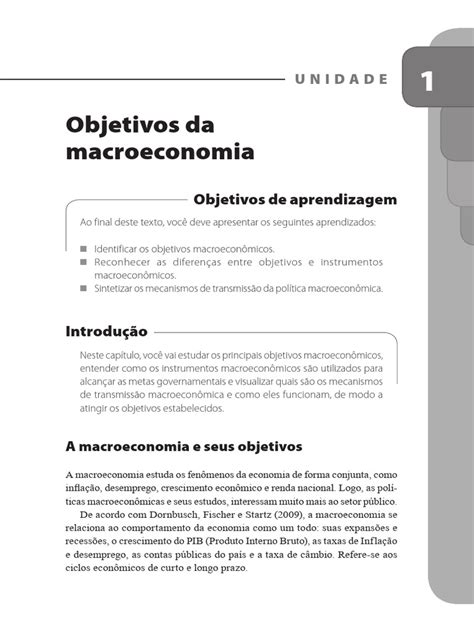 Realidade Socioeconomica Objetivos Da Macroeconomia Pdf