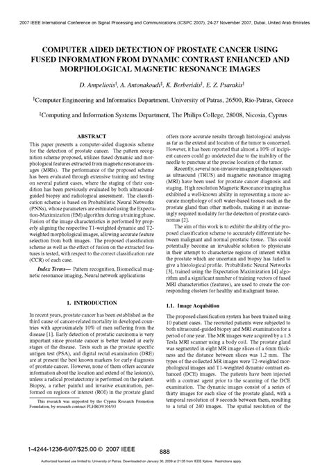Pdf Computer Aided Detection Of Prostate Cancer Using Fused Information From Dynamic Contrast
