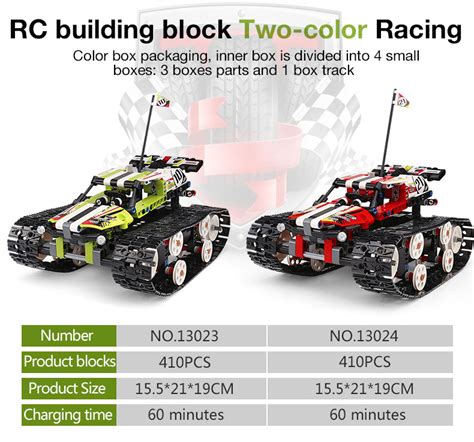 MOULD KING 13032 Mini Tank RC Track Stunt Car Blue Building Blocks Toy ...