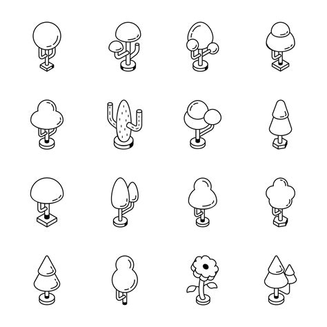 Set Of Garden Trees Linear Icons 19636681 Vector Art At Vecteezy