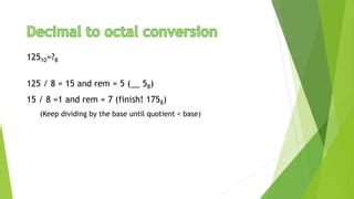 Decimal To Octal And Octal To Decimal Conversion Pptx Computing Technology Computing