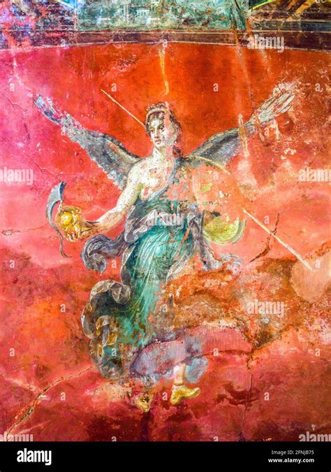 Detail Of The Frescoes Of Moregine Found In The Roman Villa Called