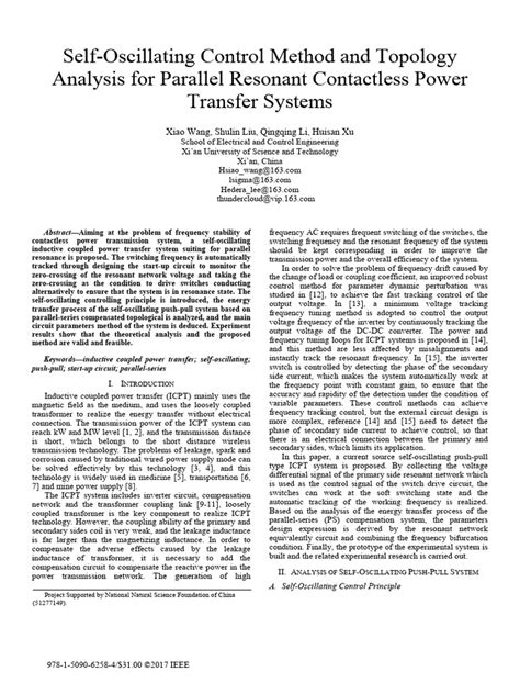 Self Oscillating Control Method And Topology Analysis For Parallel