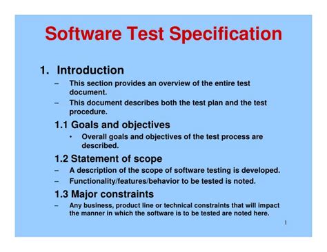 Ppt Software Test Specification 1 Introduction This Section