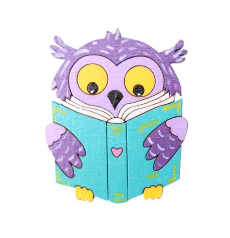 Brosa Bufnita Mov Cu Carte Natty Wood Design