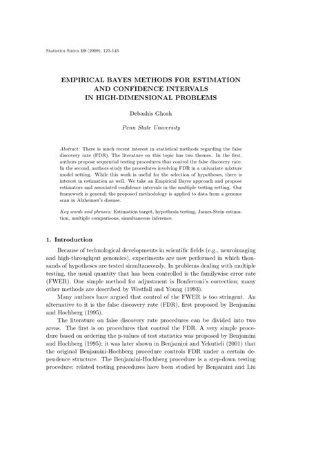 Pdf Empirical Bayes Method For Estimation And Confidence Intervals In