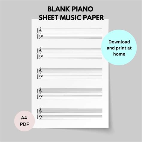 Blank Piano Sheet Music Piano Manuscript Paper Printable Blank Staff