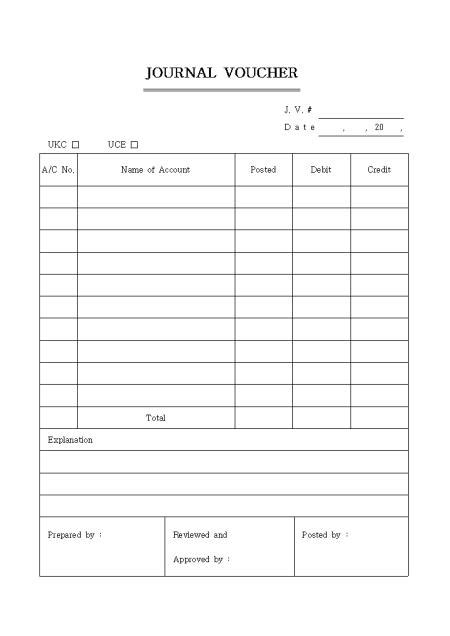 Journal Voucher일일 예금 일보 샘플 양식 다운로드