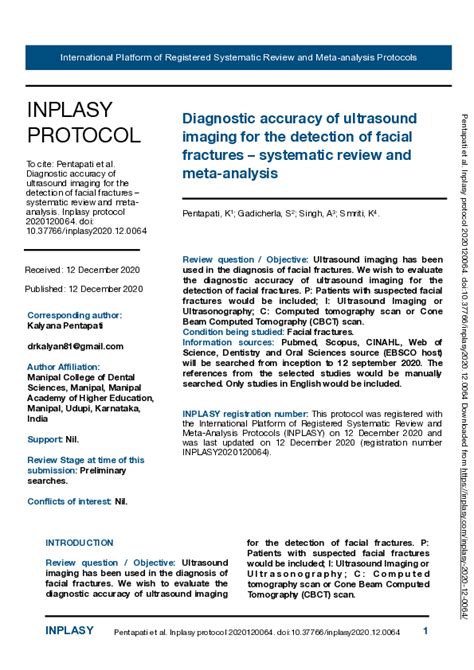 Pdf Diagnostic Accuracy Of Ultrasound Imaging For The Detection Of