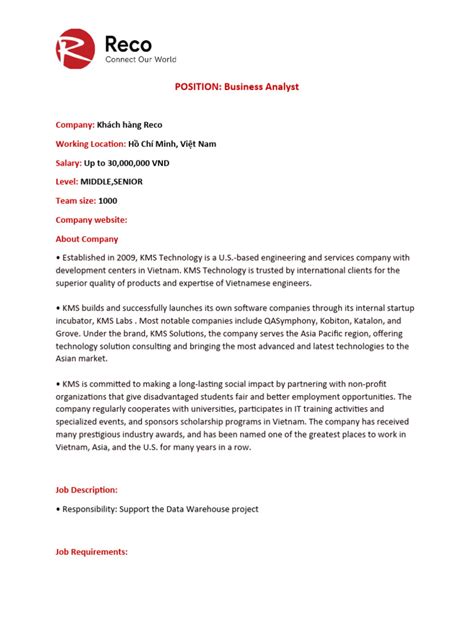 Jd Business Analyst Pdf
