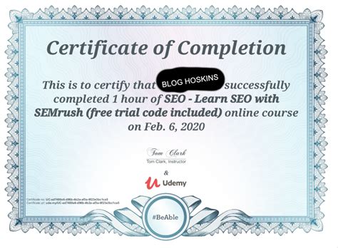 blog hoskins udemy online course seo learn seo with semrush