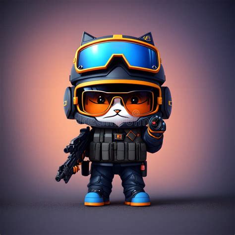 A Mini Feline Action Figure Dressed In A Special Ops Helmet Ai