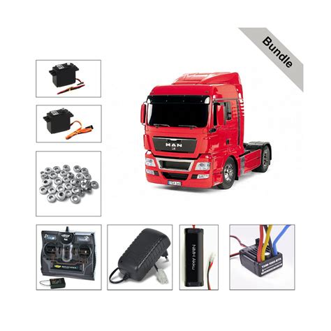 Tamiya 56332 MAN TGX 18 540 XLX 4x2 Red Pre Painted BUNDLE Silver